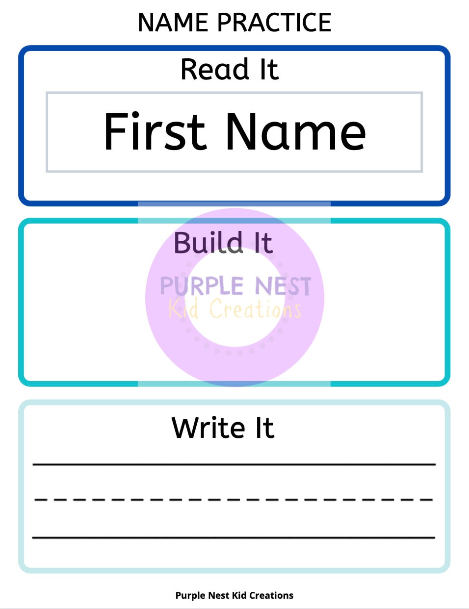 Name Practice Worksheet Printable Spelling Game Learn To | Etsy