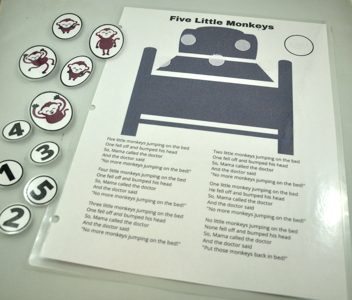 Five Little Monkeys Worksheet Five Little Monkeys Game | Etsy