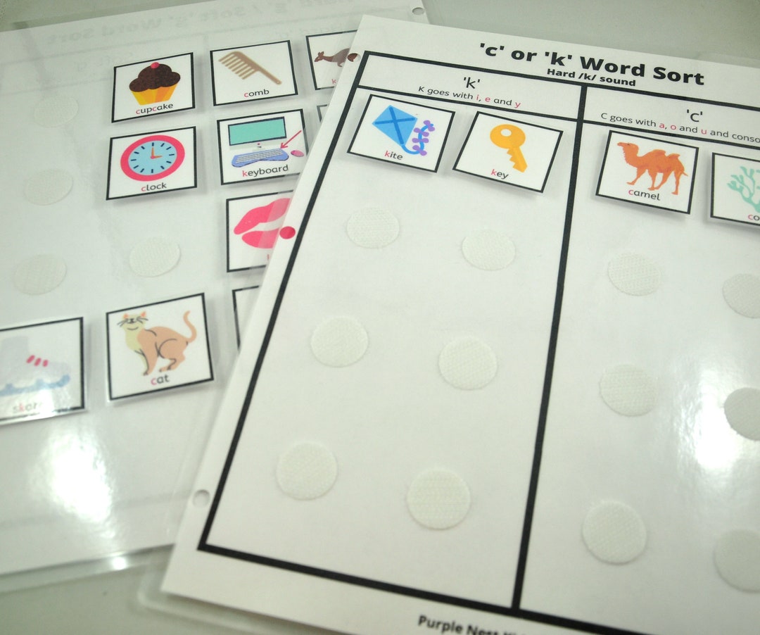 Consonant 'k' or 'c' Word Sort, Digital Download, Printable, Letter ...