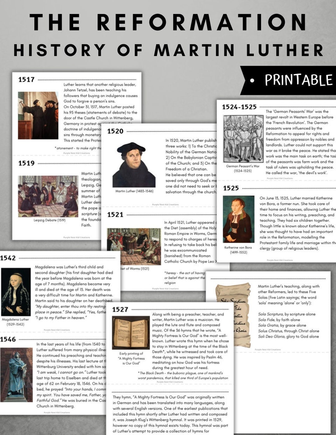 Reformation Day: Martin Luther History Printable Booklet (PDF Download ...