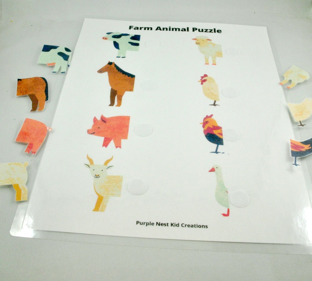 Farm Animal Puzzle Worksheet, Animal Matching Game, Educational ...
