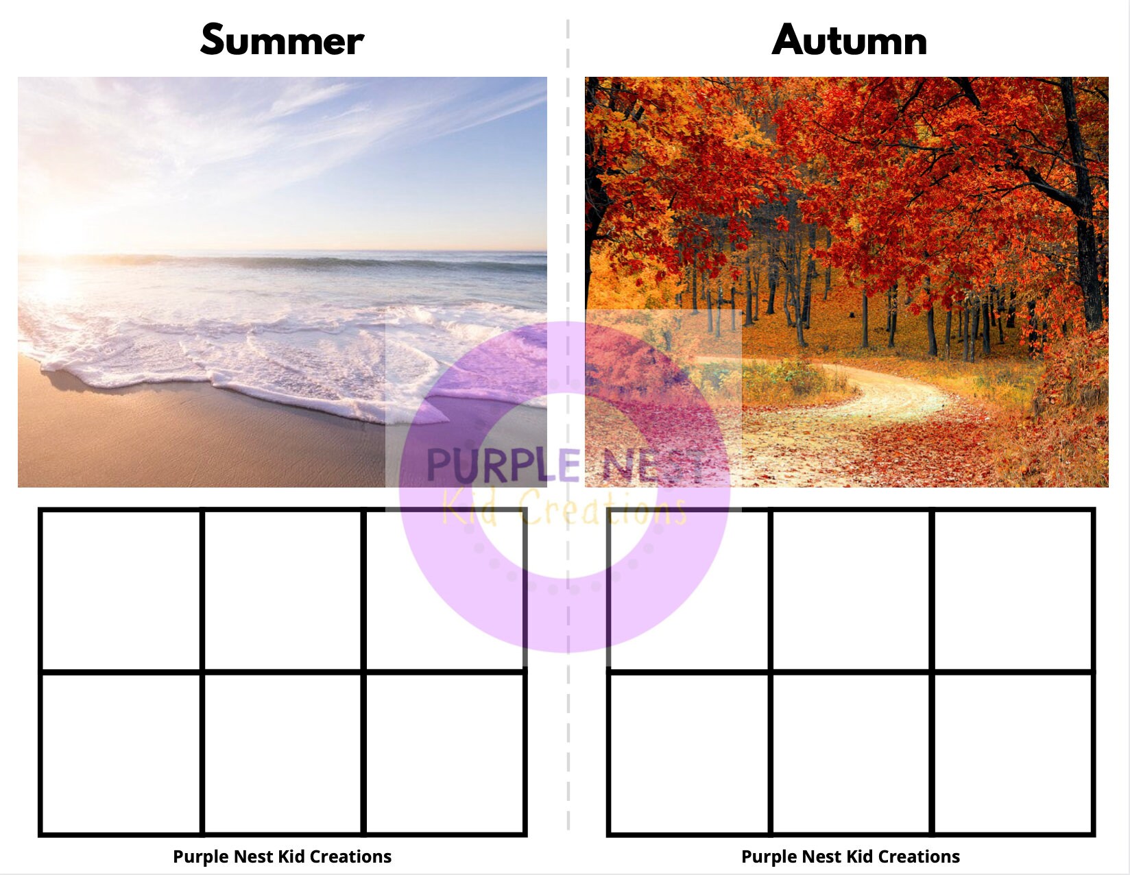 Seasons Sorting Mats Sort by Season Sorting Activity Fall - Etsy
