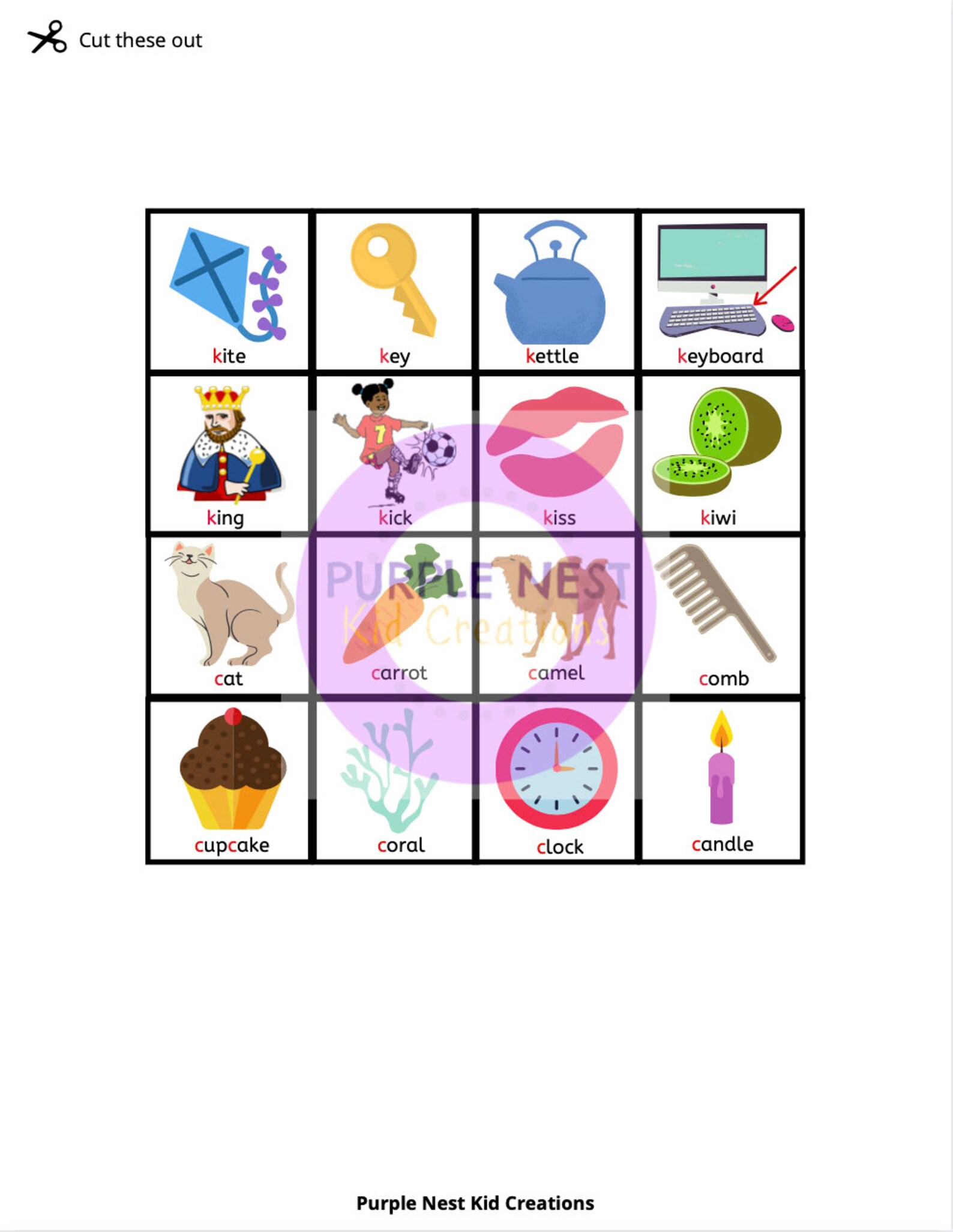 Consonant 'k' or 'c' Word Sort Digital | Etsy