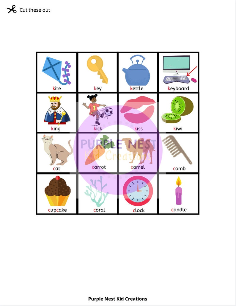 Consonant 'k' or 'c' Word Sort Digital | Etsy