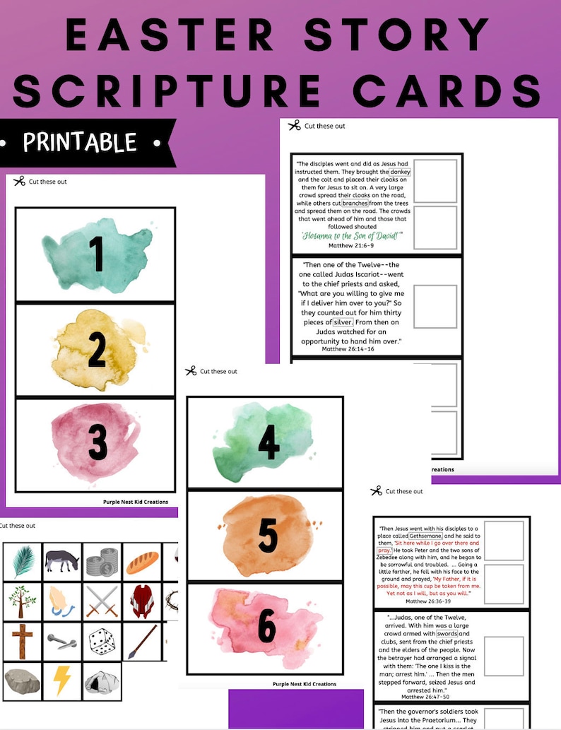 Easter Scripture Cards Printable for Kids Digital Download | Etsy