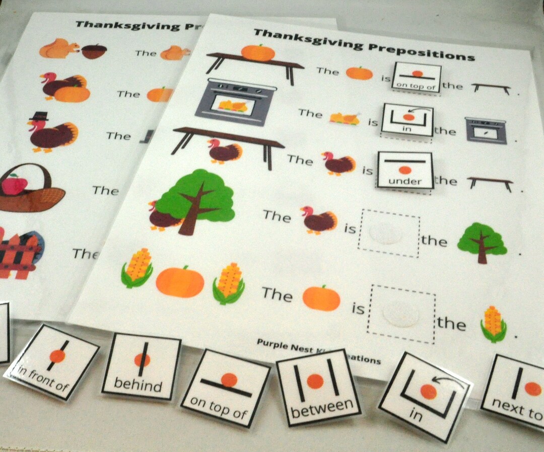 Thanksgiving Prepositions Activity, Prepositions, Busy Book Page ...