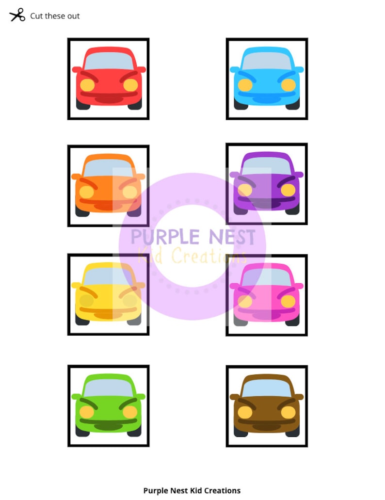 Color Match Game: Vehicle Fill-up Activity (PDF Printable) - Etsy