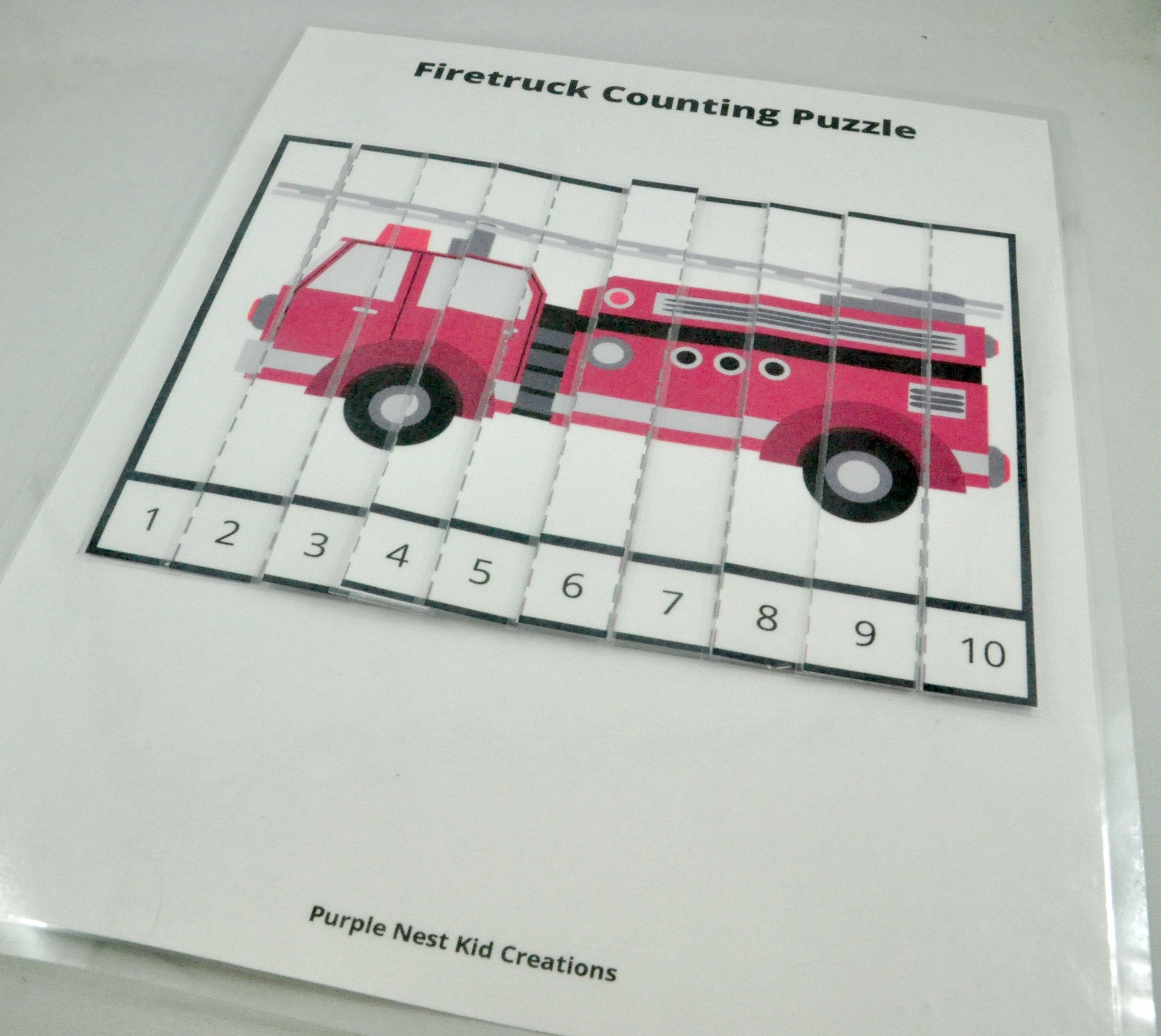 Firetruck Counting Puzzle: Educational Printable Activity (PDF) - Etsy