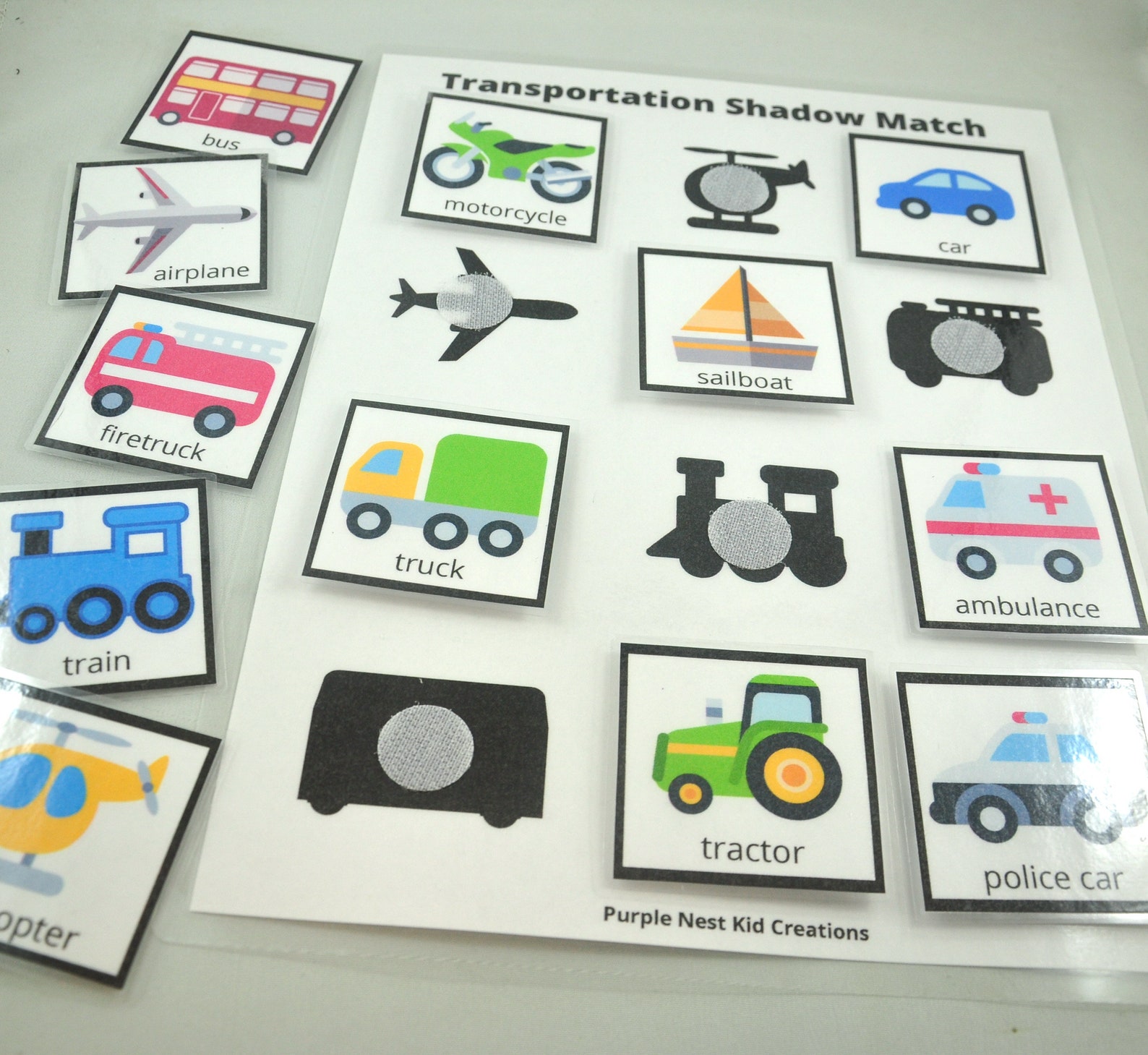 Buy Match the Transportation Worksheet Vehicle Matching Game Online in ...