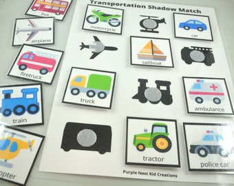 Match the Vehicles Worksheet, Vehicle Matching Game, Educational ...