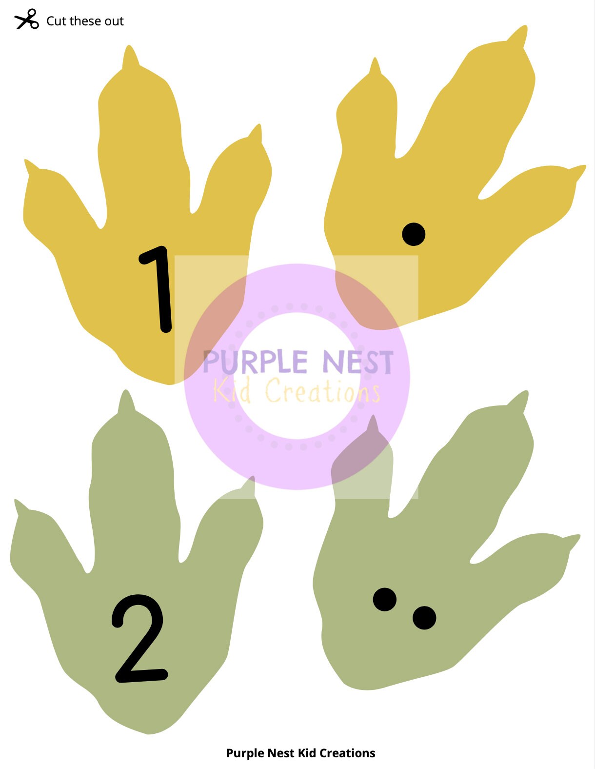 Dinosaur Footprints Number Match Number Recognition | Etsy