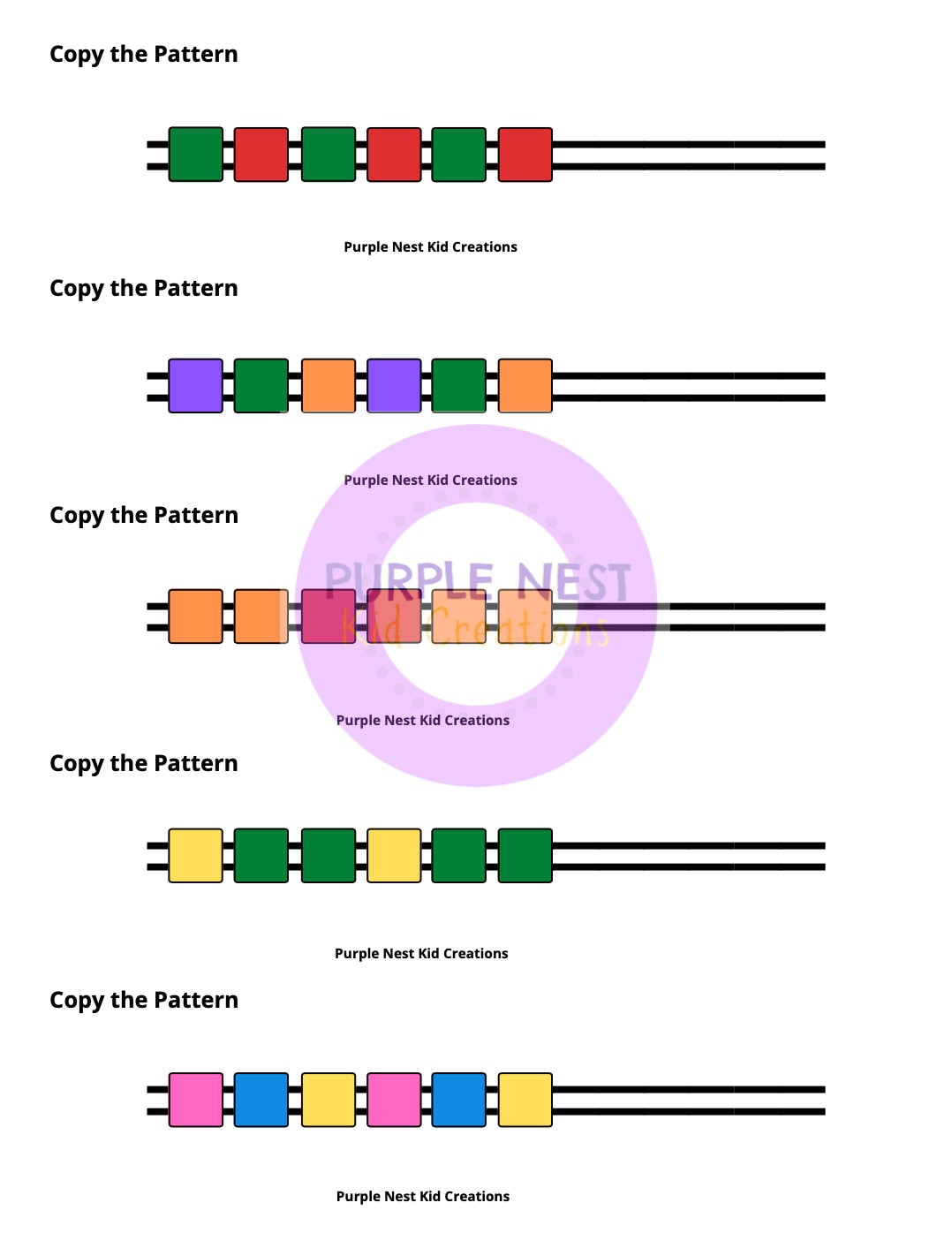 Bead Pattern Cards Printable: Preschool Activity (digital Download) - Etsy