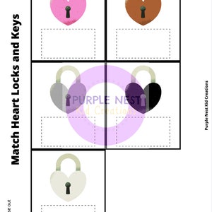 Heart Lock and Key Colour Match Worksheet, Color Matching Game, Colors ...