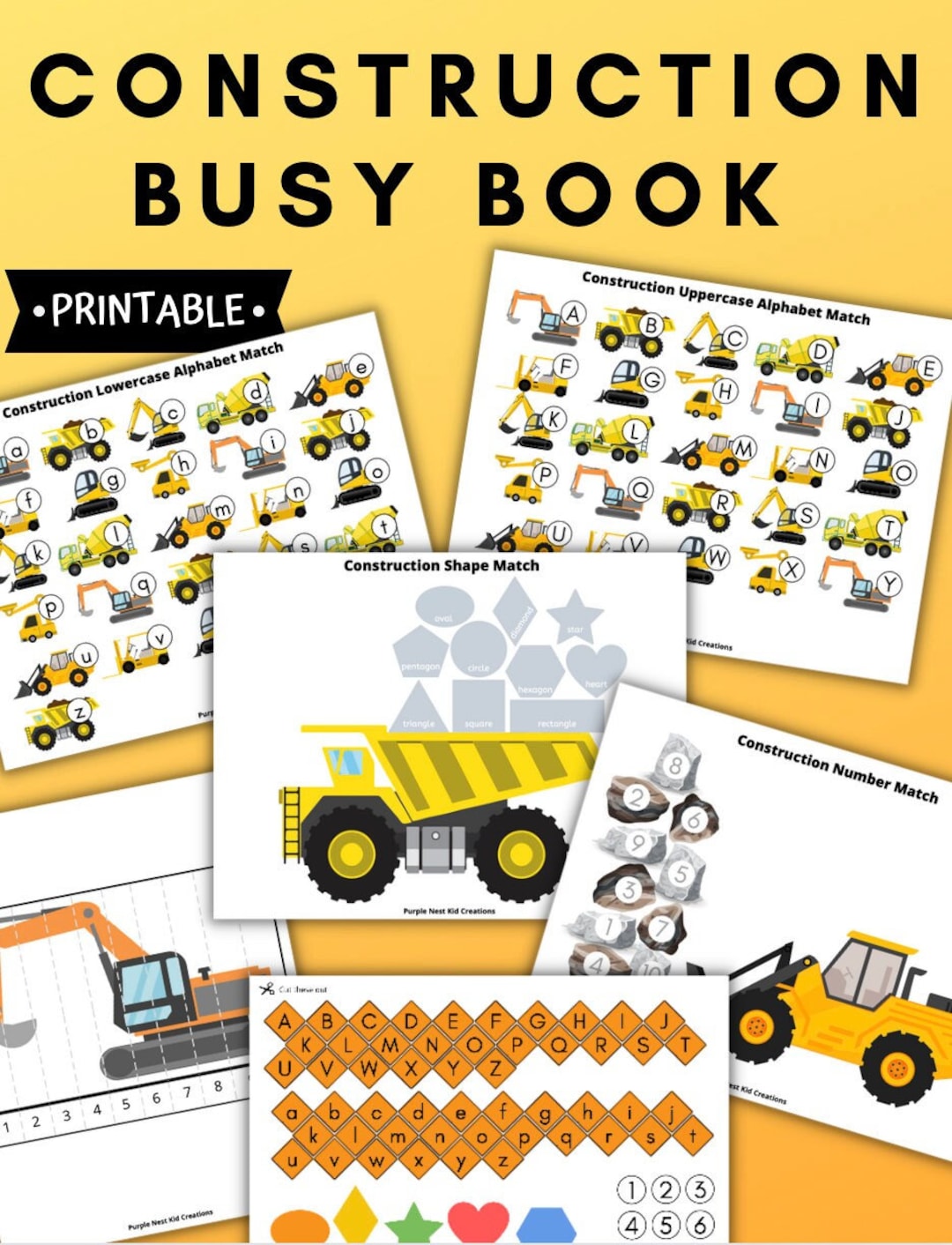 Construction Busy Book Bundle, Busy Book Printable, Trucks, Puzzle ...