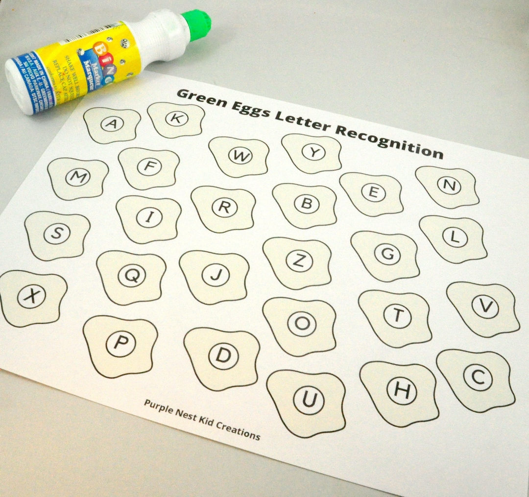 Green Eggs Letter Recognition Worksheet, Alphabet Activity, Green Eggs ...