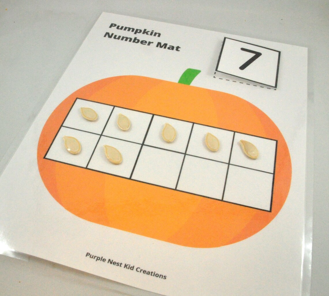 Pumpkin Printable Number Mat Playdough Mat Pumpkin Seeds - Etsy
