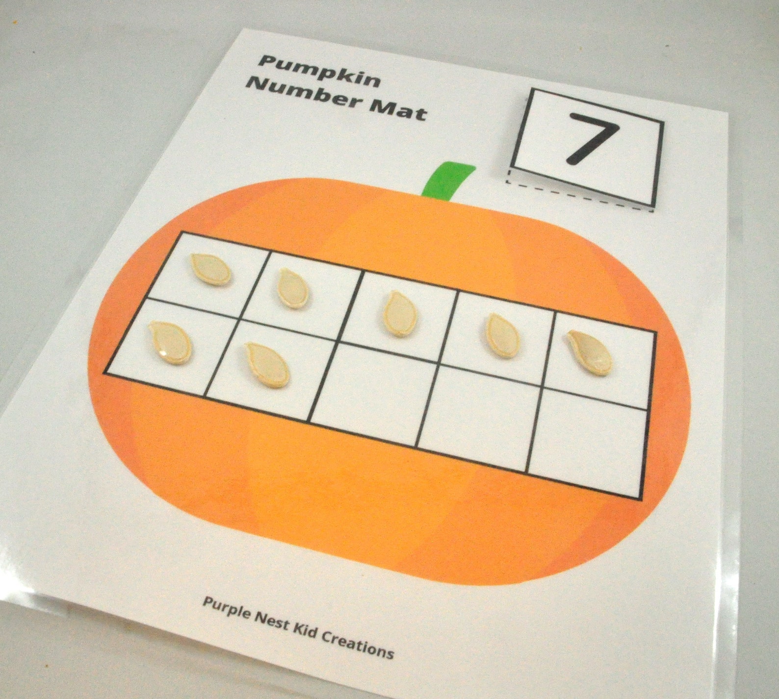 Pumpkin Printable Number Mat Playdough Mat Pumpkin Seeds - Etsy