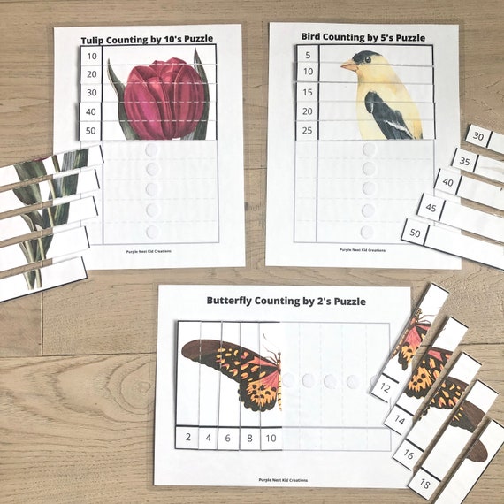 Skip Counting Puzzles Printable Spring Counting Game - Etsy