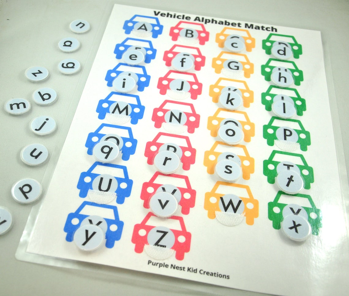 Vehicle Alphabet Match Worksheet Alphabet Matching Game - Etsy