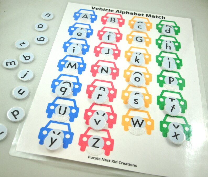 Vehicle Alphabet Match Worksheet Alphabet Matching Game - Etsy