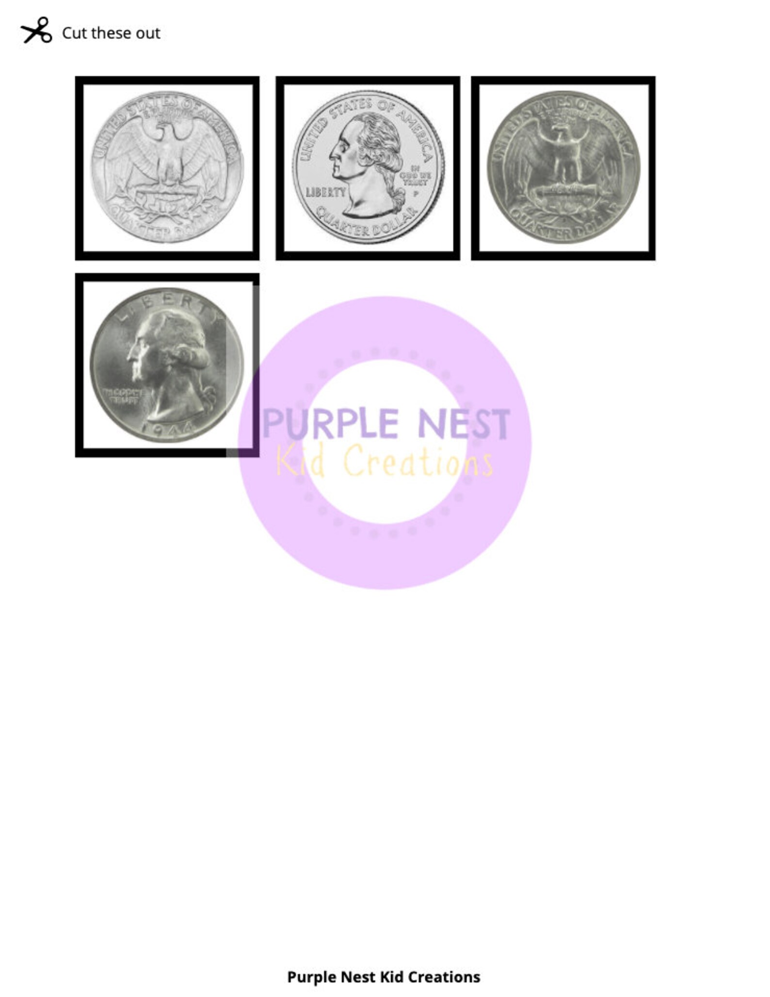 Coin Sort Worksheet American Coins Sorting Game Educational - Etsy