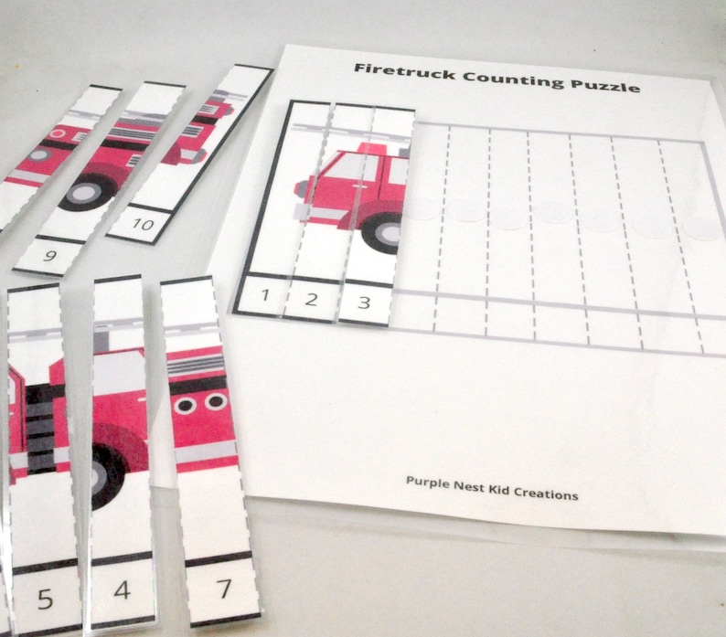 Firetruck Counting Puzzle: Educational Printable Activity (PDF) - Etsy