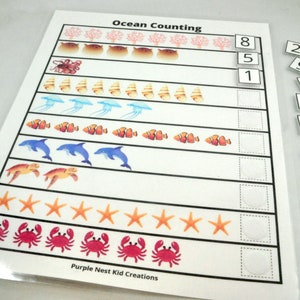 Ocean Counting Worksheet, Counting Game, Ocean Animals, Educational ...