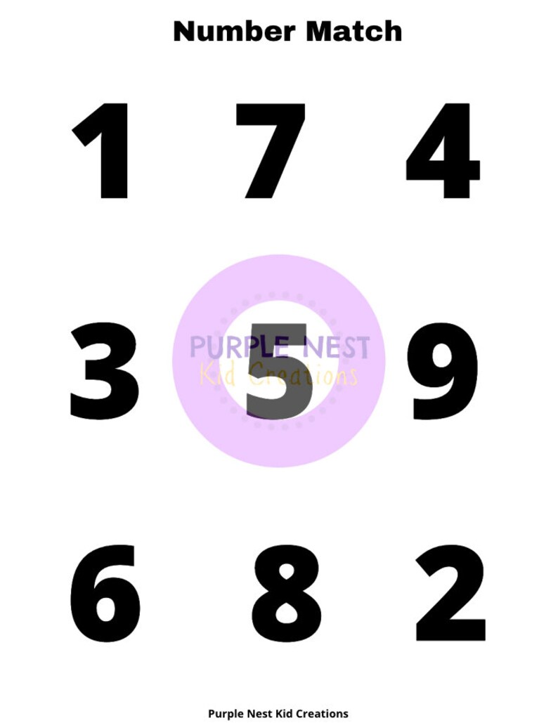 Number Match Worksheet Number Matching Game Educational - Etsy