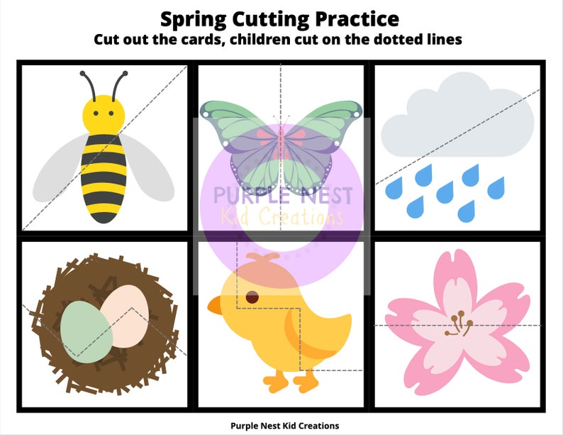 Spring Cutting Practice Worksheets Scissor Practice Scissor - Etsy