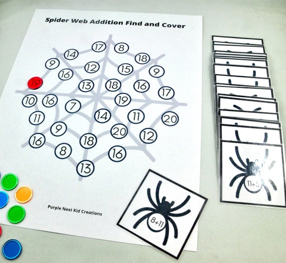 Spider Web Addition Find and Cover Activity Math Activity - Etsy