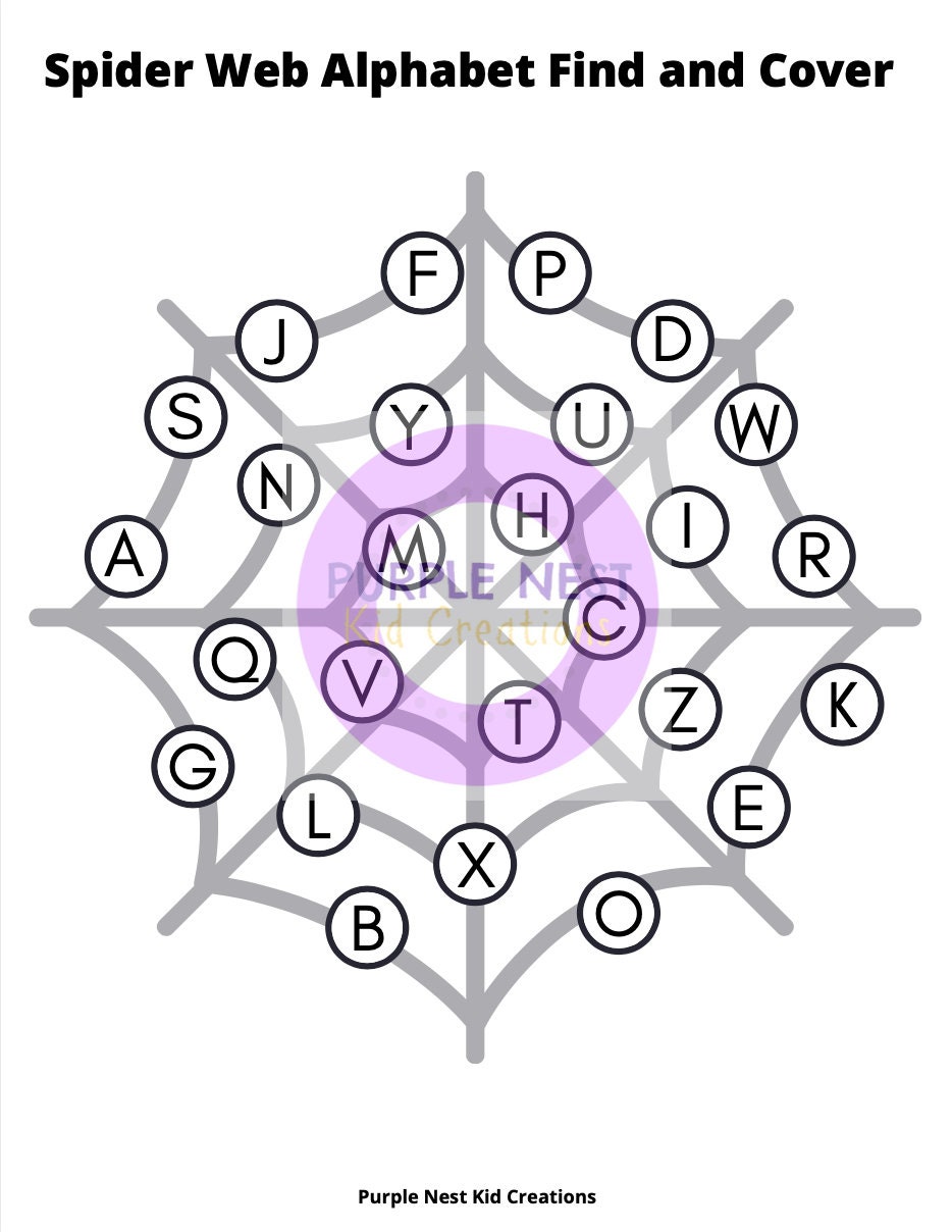 Spider Web Alphabet Find and Cover Activity Letters A to Z - Etsy Canada
