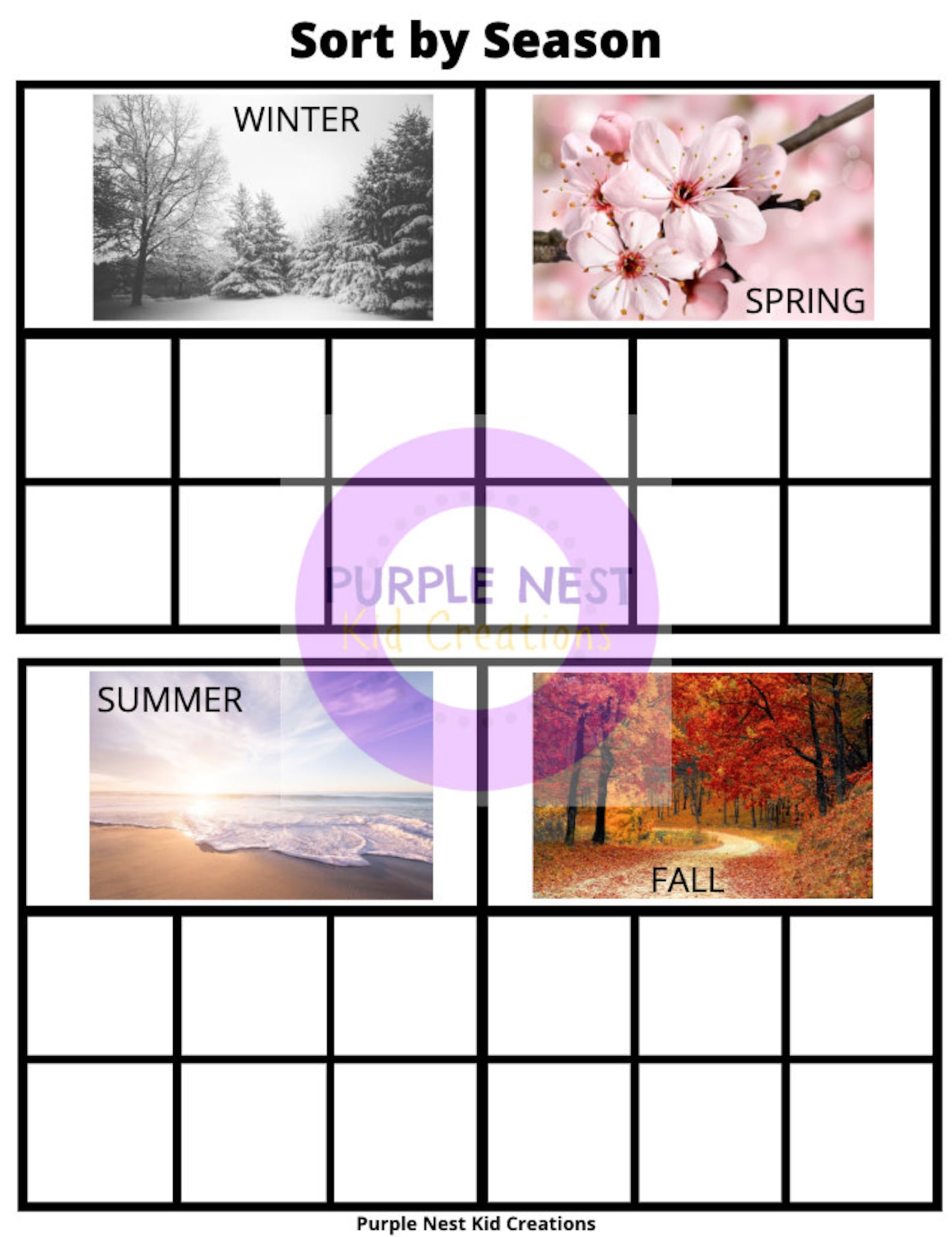 Sort by Season Worksheet, Season Sorting Game, Educational Preschool ...