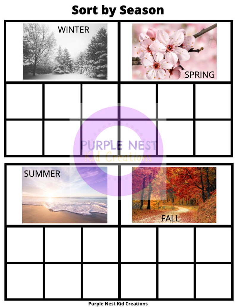 Sort by Season Worksheet, Season Sorting Game, Educational Preschool ...
