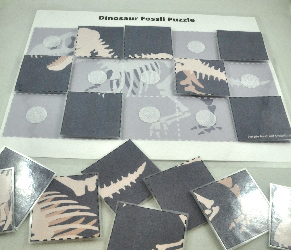 Dinosaur Fossil Puzzle Dinosaur Activity Fossils - Etsy