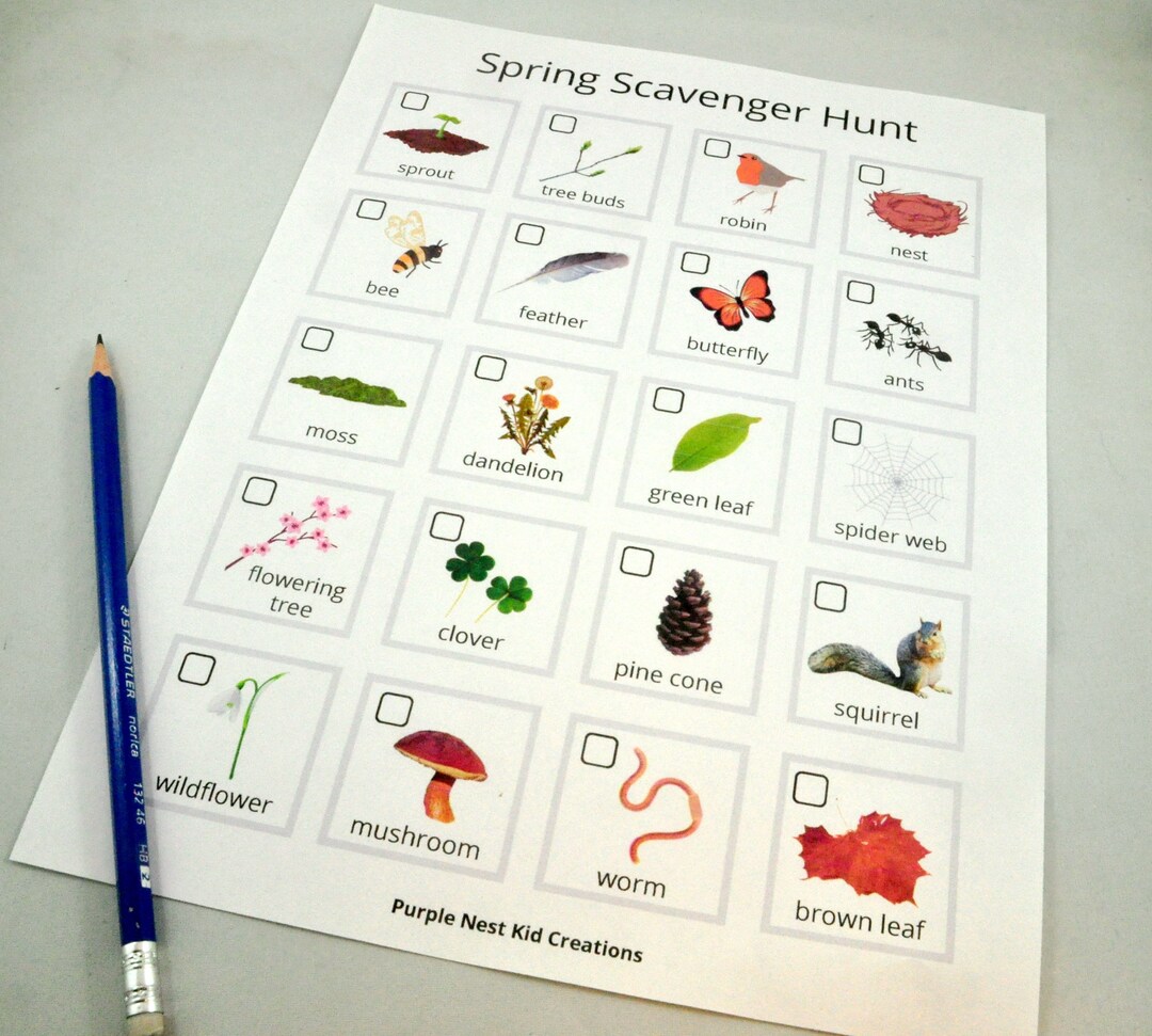 Spring Scavenger Hunt Worksheet Printable, Nature, Outdoor Activity for ...