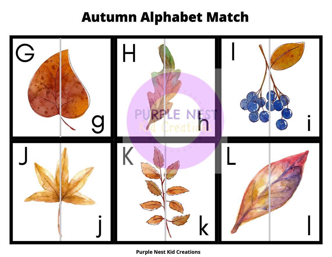 Autumn Alphabet Puzzle Fall Matching Game Puzzle Alphabet | Etsy