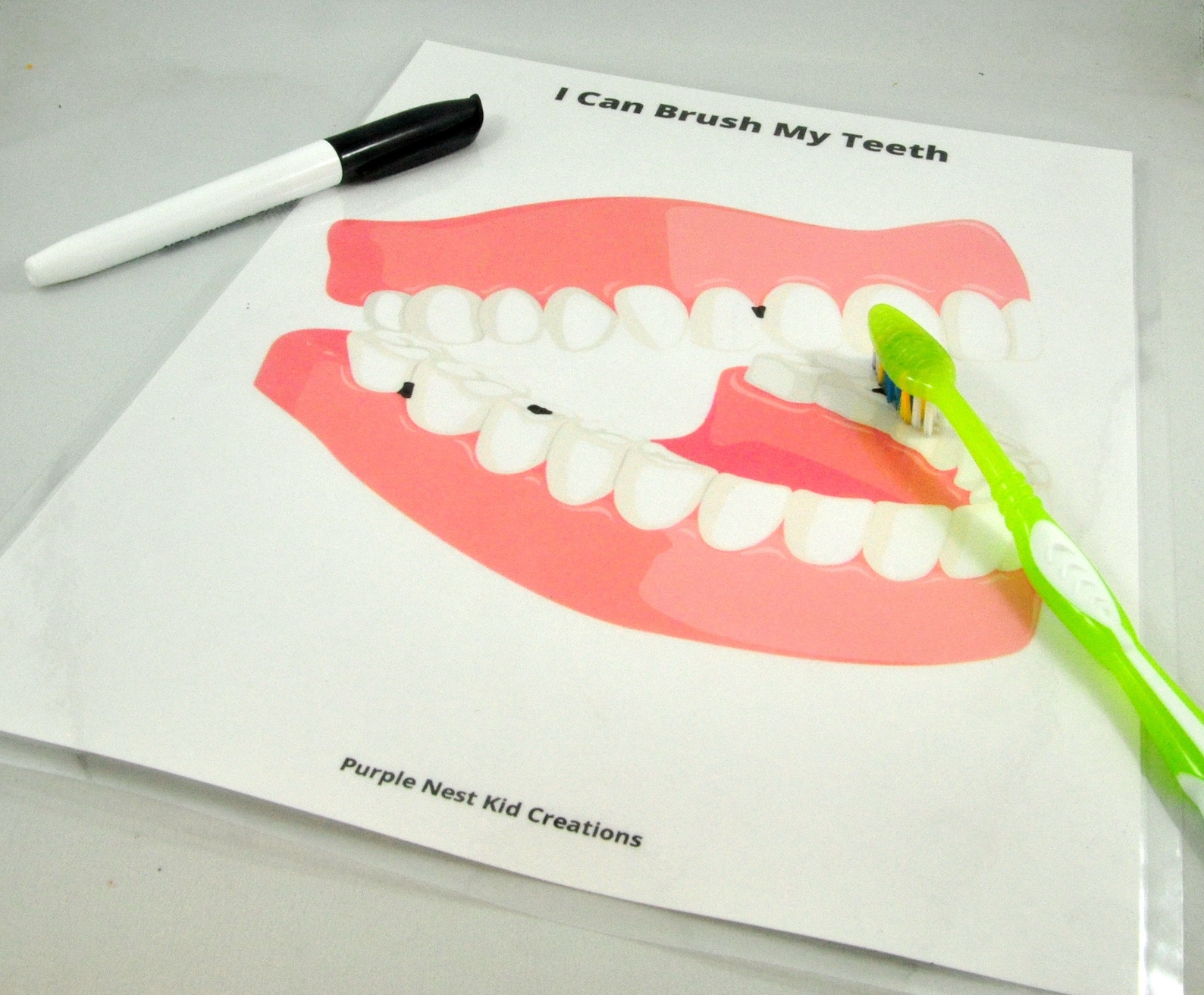 Brush My Teeth Printable Mat: Preschool Educational Activity (PDF) - Etsy