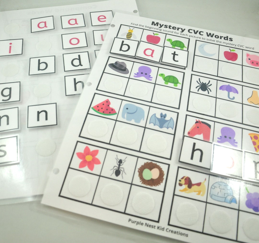 Mystery CVC Words Worksheets, Phonics Game, Educational Printable ...
