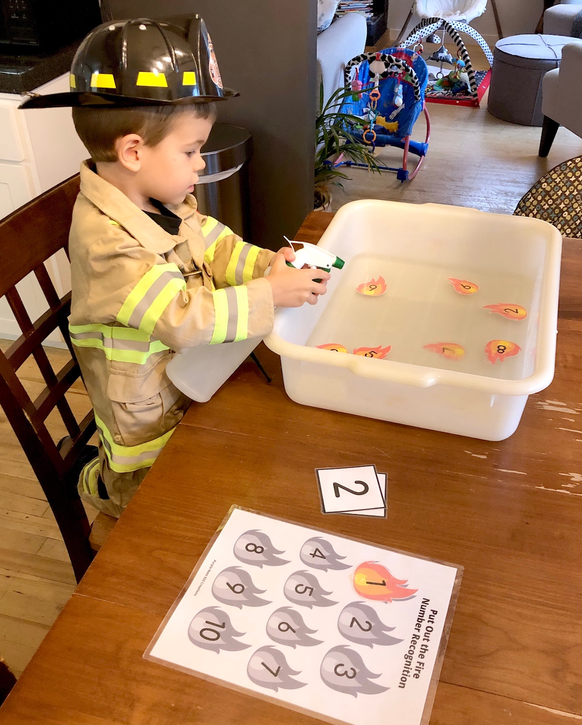 Firefighter Number Recognition Worksheet: Preschool Printable Game (PDF ...