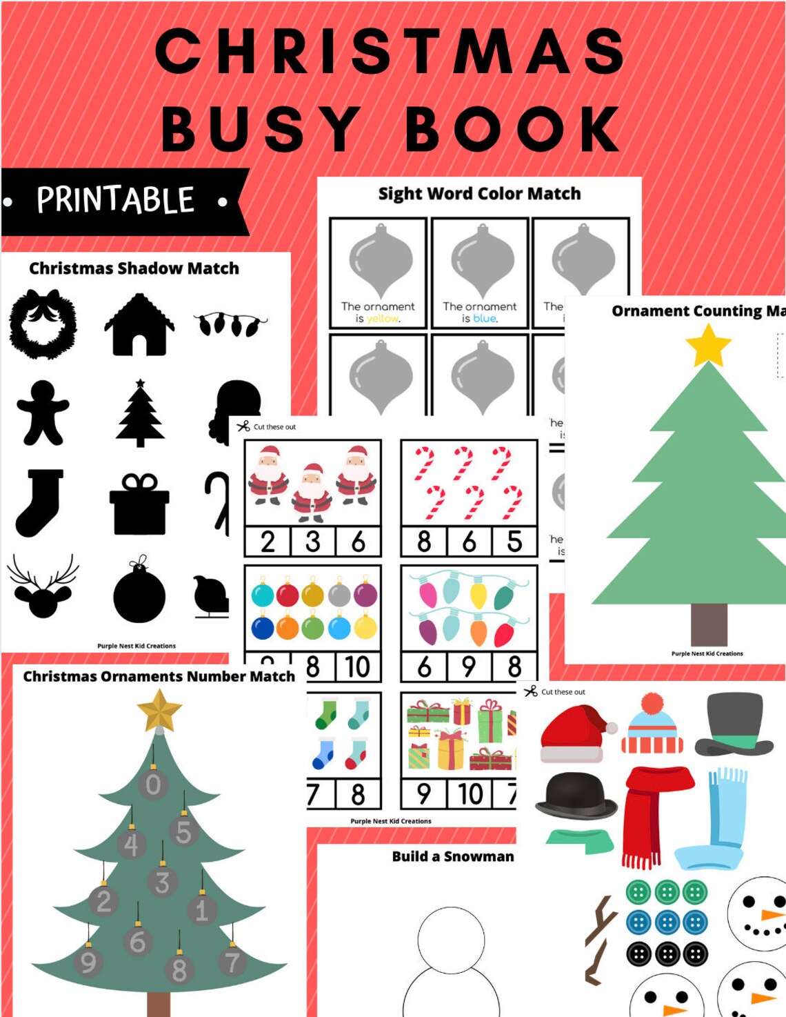 Christmas Busy Book Bundle Christmas Printable Matching - Etsy