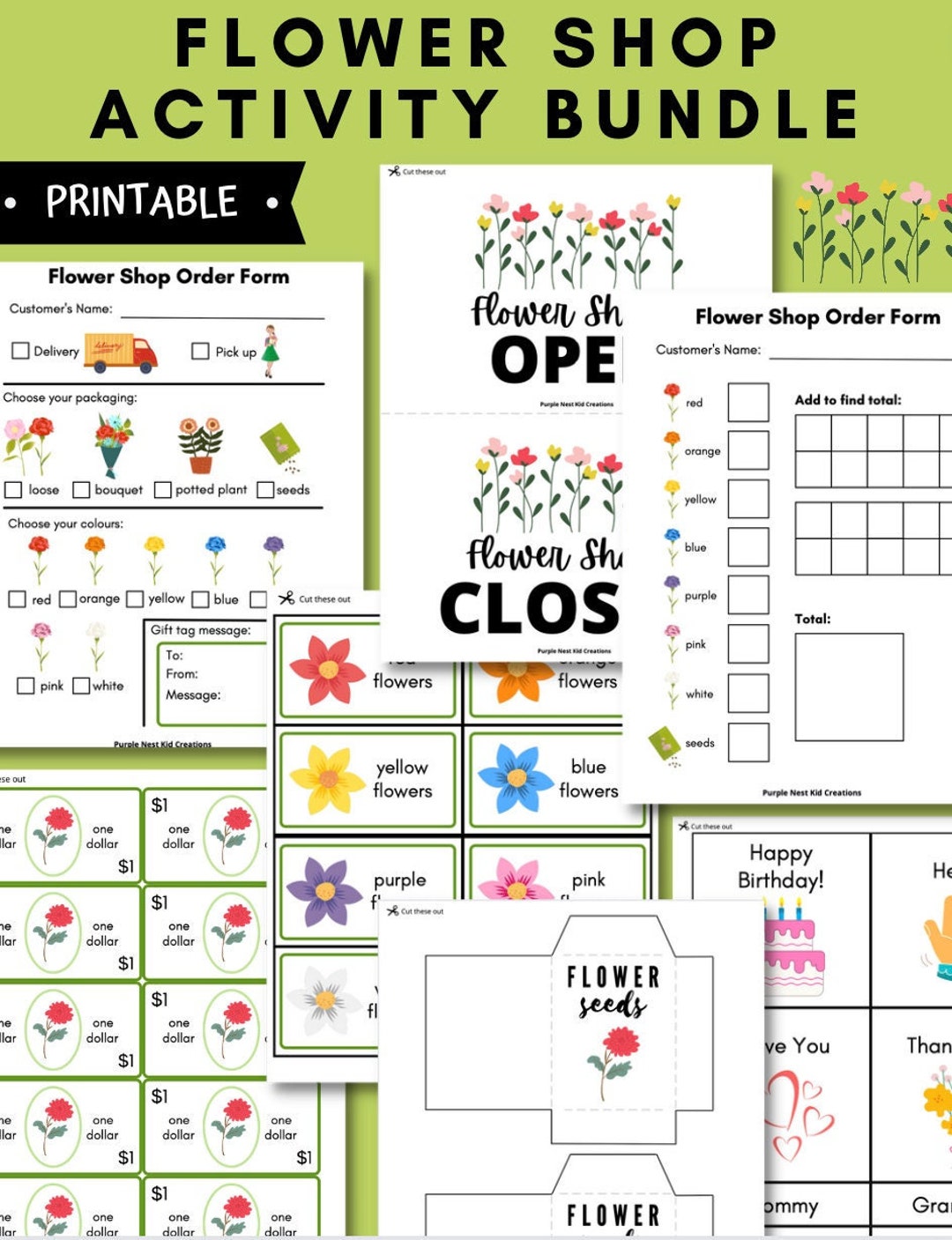 Flower Shop Pretend Play Activity Bundle: Educational Printable (PDF ...