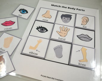 Match the Body Parts Printable Worksheet Busy Book - Etsy