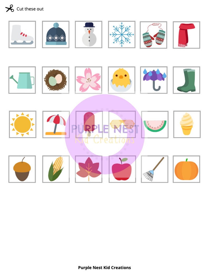 Sort by Season Worksheet, Season Sorting Game, Educational Preschool ...