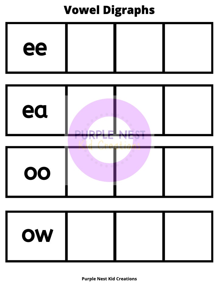 Vowel Digraphs Matching Worksheet Phonics Game Vowels - Etsy