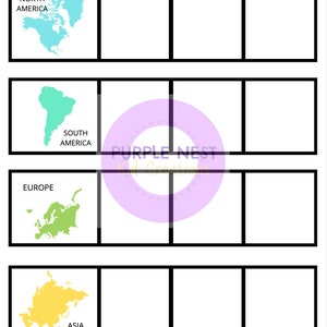 Continents & Oceans Matching Game: Educational Printable (digital ...