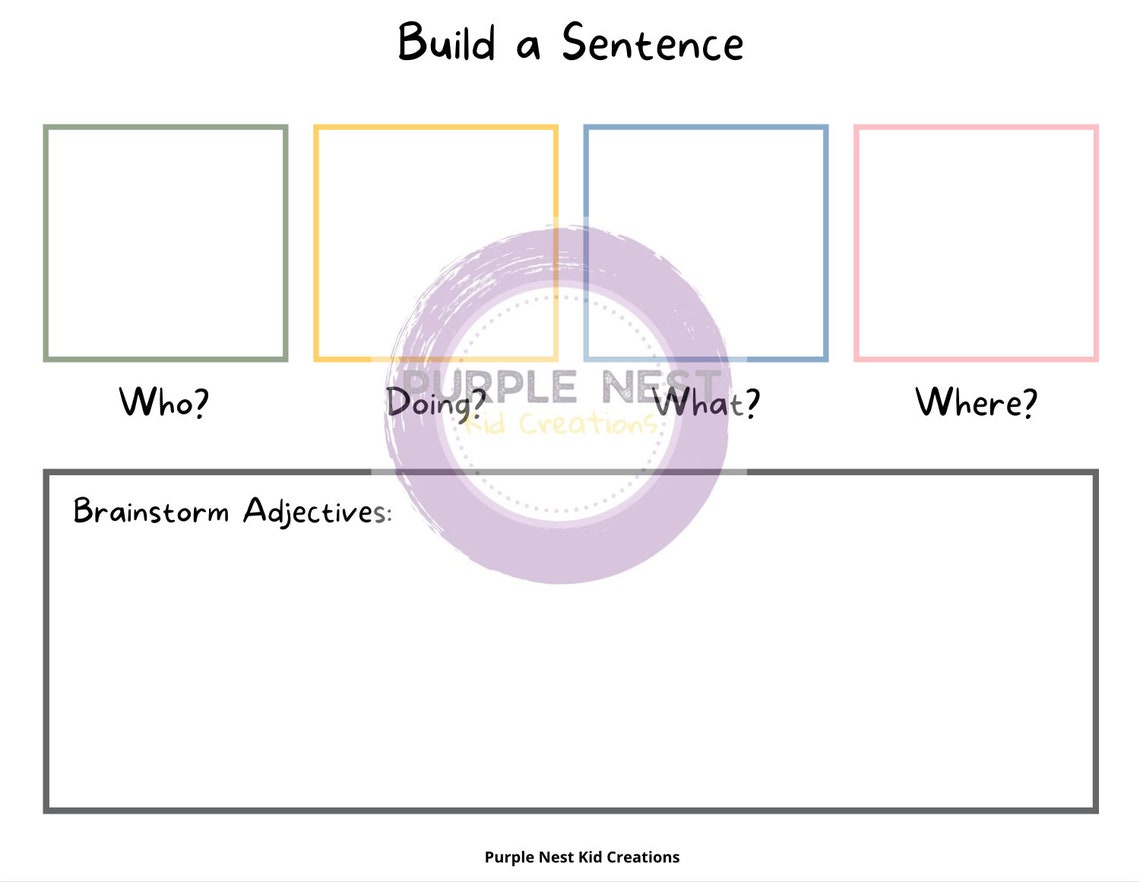 Build a Sentence Printable Activity: Nouns, Verbs, Adjectives (PDF ...