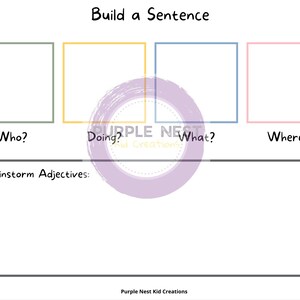 Build a Sentence Printable Activity: Nouns, Verbs, Adjectives (PDF ...