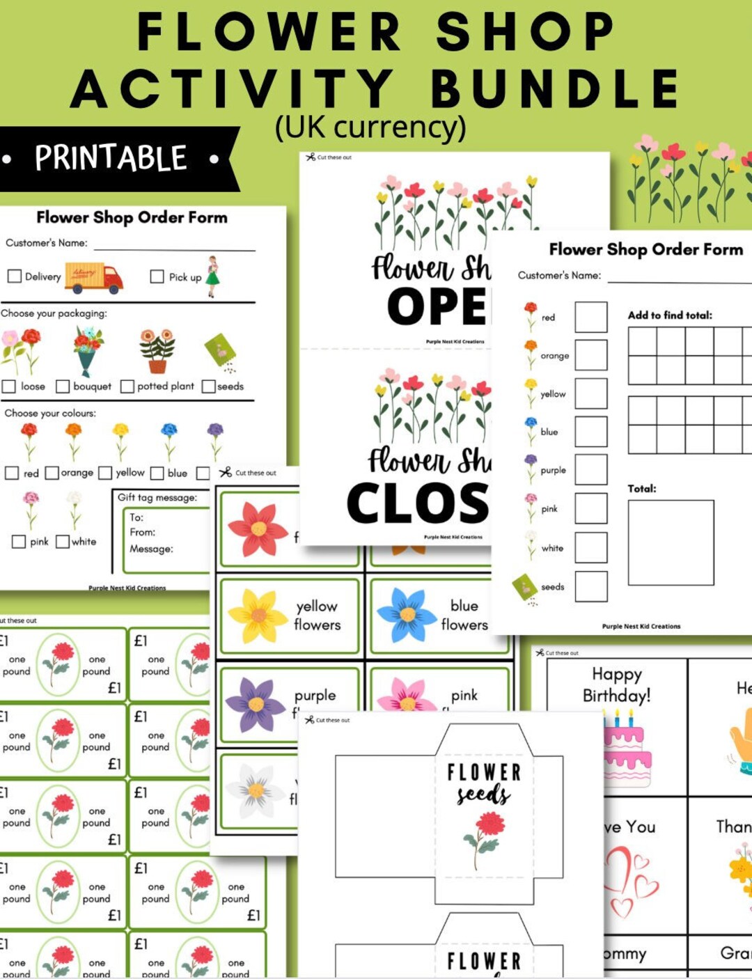 Flower Shop Activity Bundle, Pounds Currency, Flowers, Counting, Spring ...