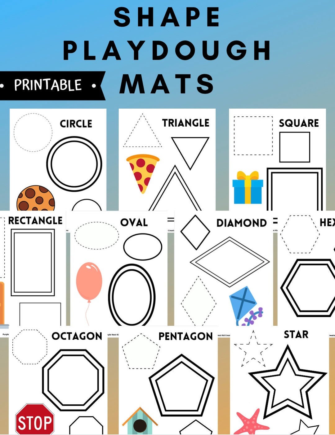 Shape Playdough Mats: Preschool Printable Activity (PDF Download) - Etsy