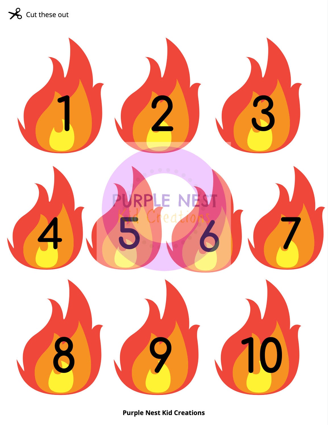 Put Out the Fire Number Recognition Worksheet Number Matching - Etsy
